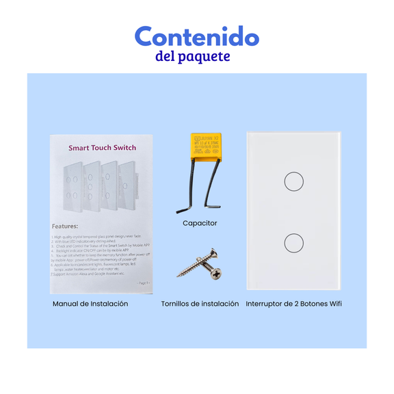 Interruptor Inteligente WiFi 2 Botones Caja Blanca Sin Neutro ...